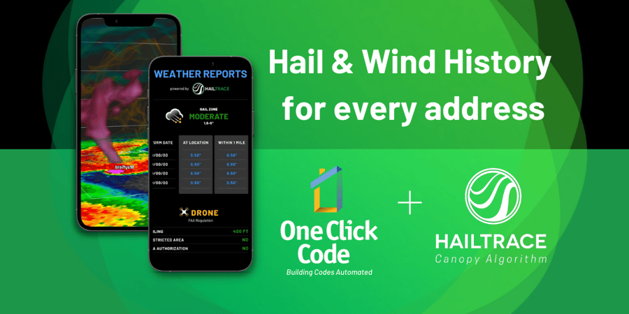 OneClick Code Partners with HailTrace to Report Hail and Wind Data for Every Roof